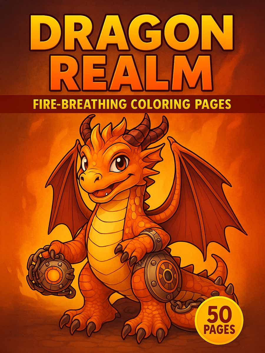 Dragon Realm – 50 Fire-Breathing Coloring Pages | FarbWelt.eu